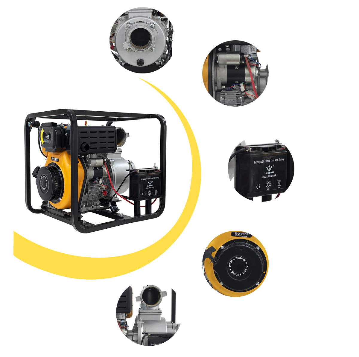 10 HP Agriculture High Pressure 4 Inch Diesel Water Pump Gasoline ...